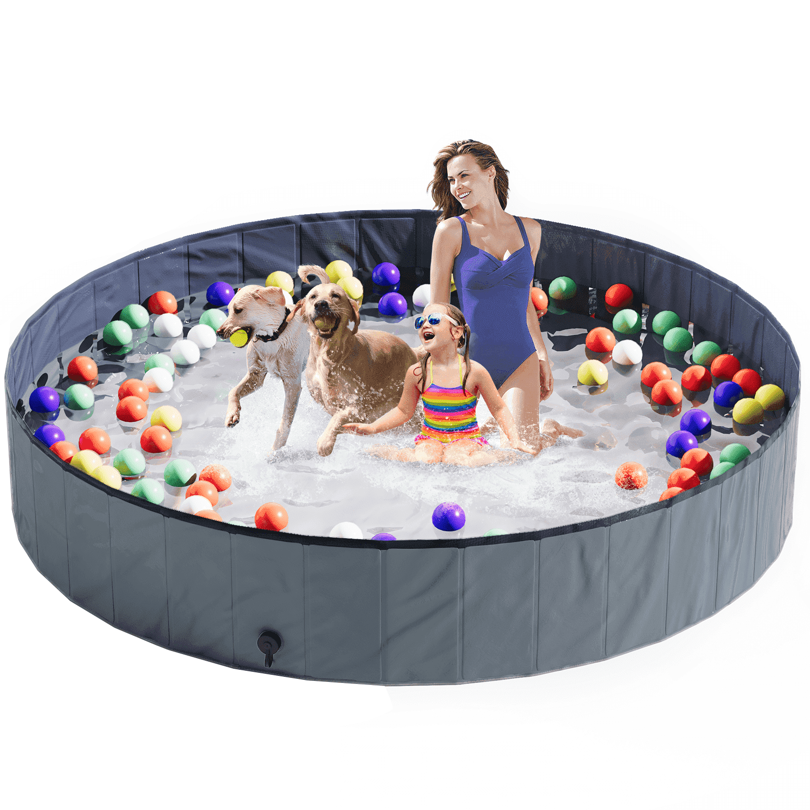 Baxluxe Foldable Portable Kid Pool for Kids and Pets, Outdoor Kiddie ...