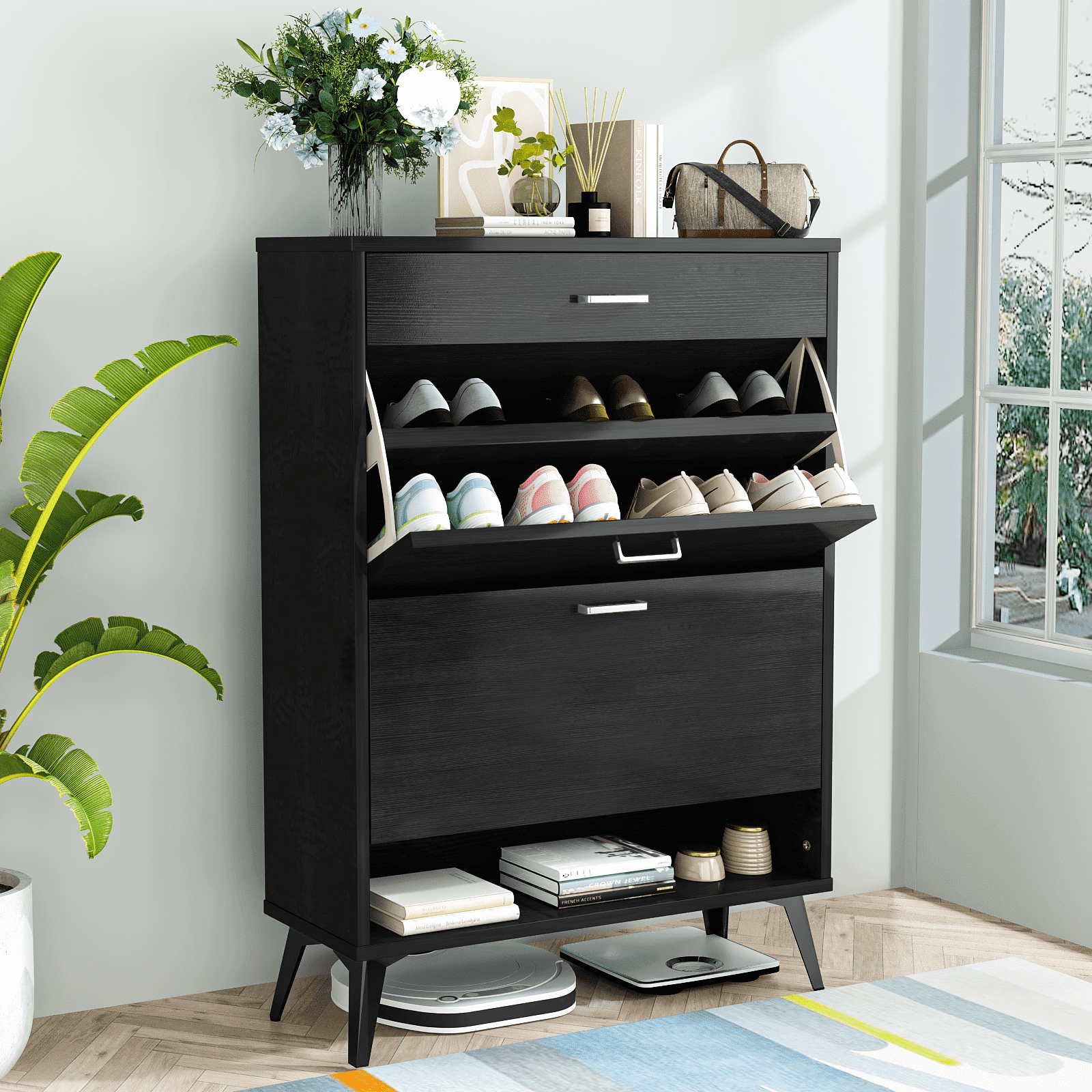 Baxluxe Shoe Storage Cabinet for Entryway, Free Standing Shoe Organizer ...