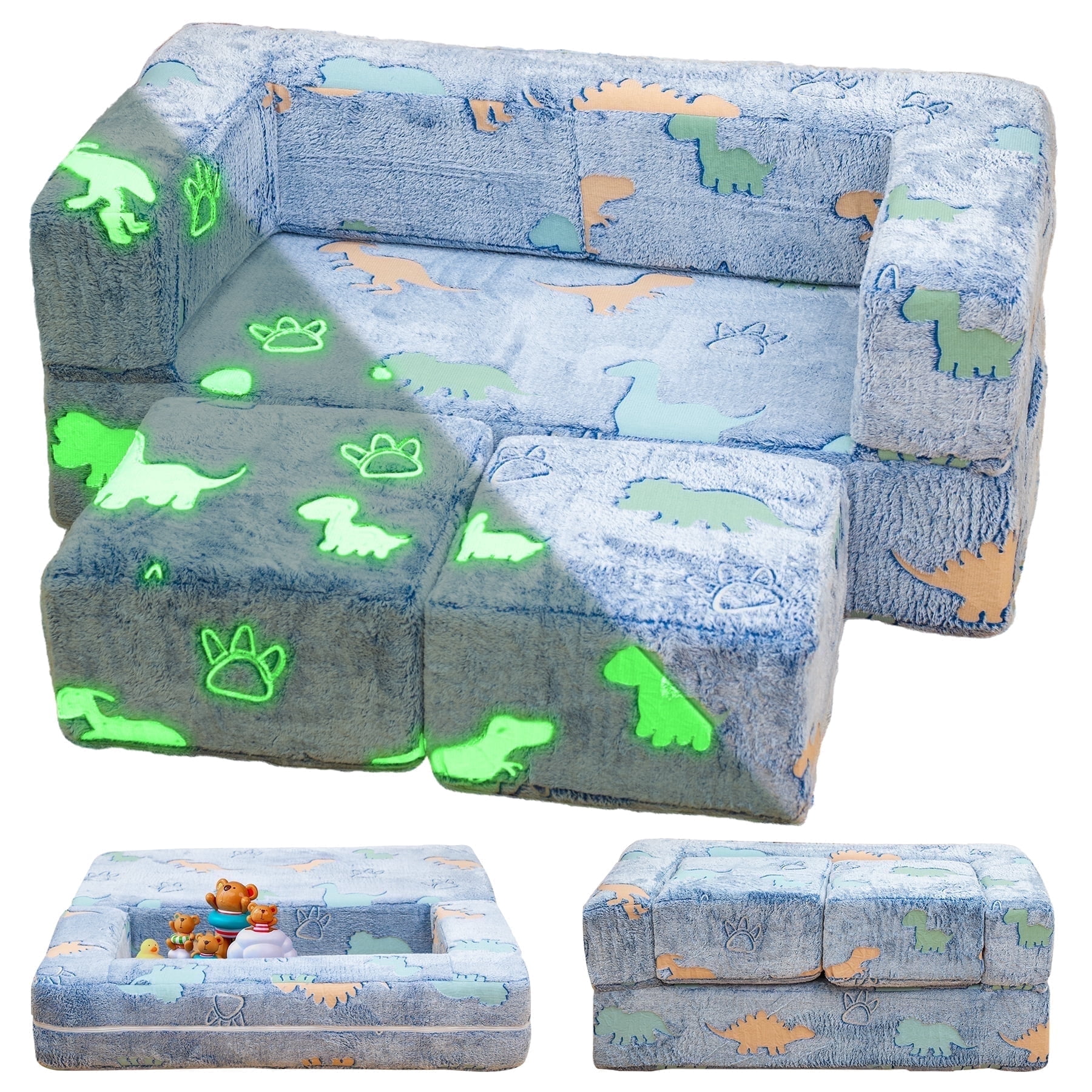 Baxluxe Folding Toddler Couch, Luminous Toddler Fold Out Couch for Kids ...