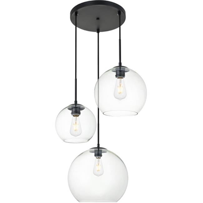 Baxter 3 Lights Pendant Ceiling Light with Clear Glass, Black - Walmart.com