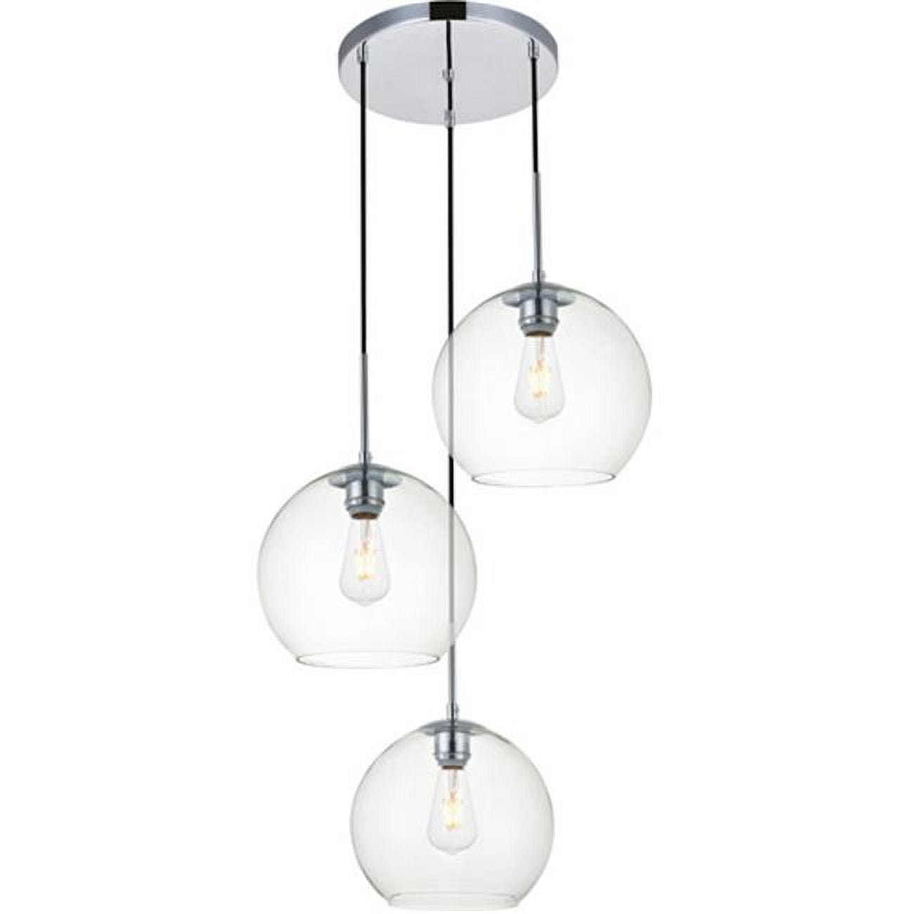 Baxter 3 Lights Pendant Ceiling Light with Clear Glass, Chrome - Walmart.com