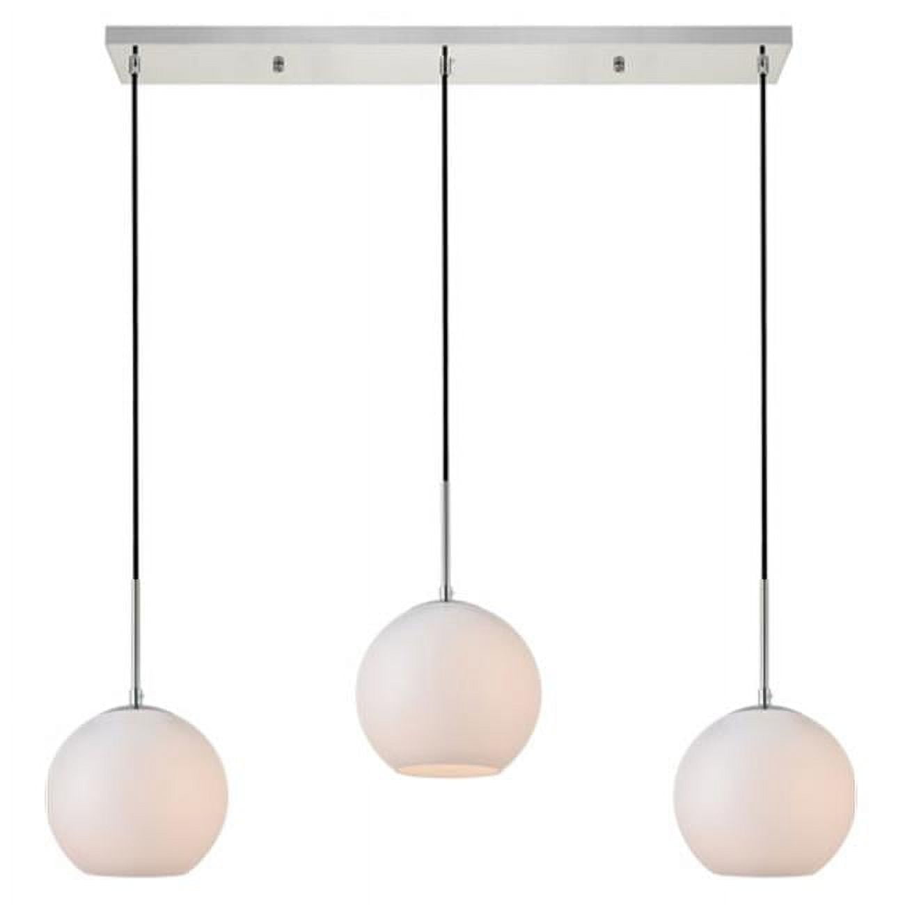 Baxter 3 Lights Pendant Ceiling Light with Frosted White Glass, Chrome ...