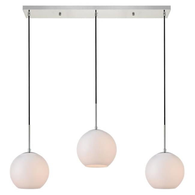 Baxter 3 Lights Pendant Ceiling Light with Frosted White Glass, Chrome ...