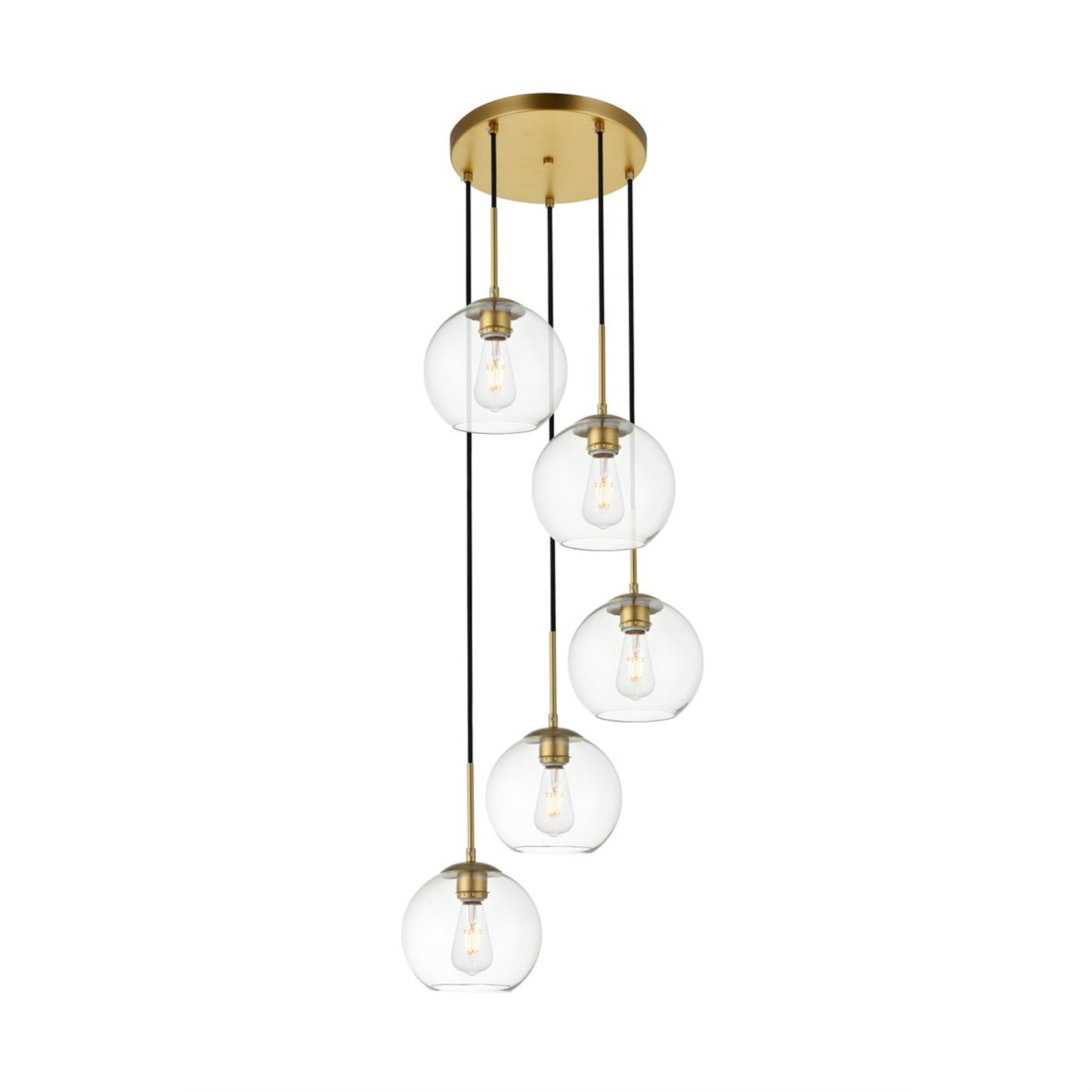 Baxter 5 Lights Brass Pendant With Clear Glass - Walmart.com