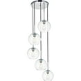 Baxter 5 Lights Pendant Ceiling Light with Clear Glass, Chrome ...