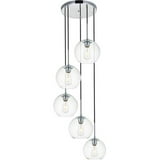 Baxter 5 Lights Pendant Ceiling Light with Clear Glass, Chrome ...