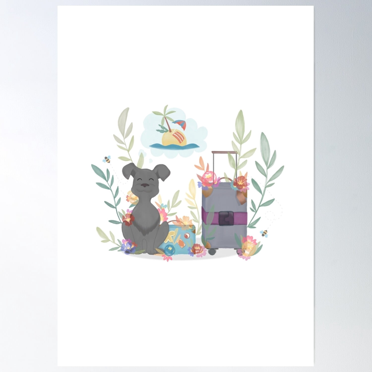 Baxter And The Bee Go On Holiday- Vintage Wall Arttrendy Retro Print ...