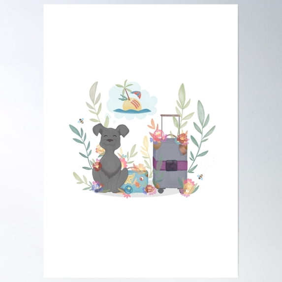 Baxter And The Bee Go On Holiday- Vintage Wall Arttrendy Retro Print ...