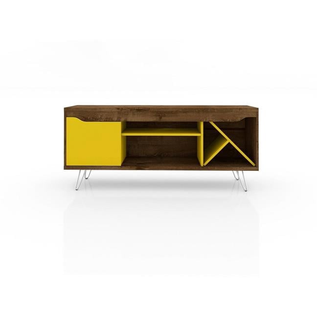Baxter Mid-Century- Modern TV Stand with Wine Rack in Rustic Brown ...