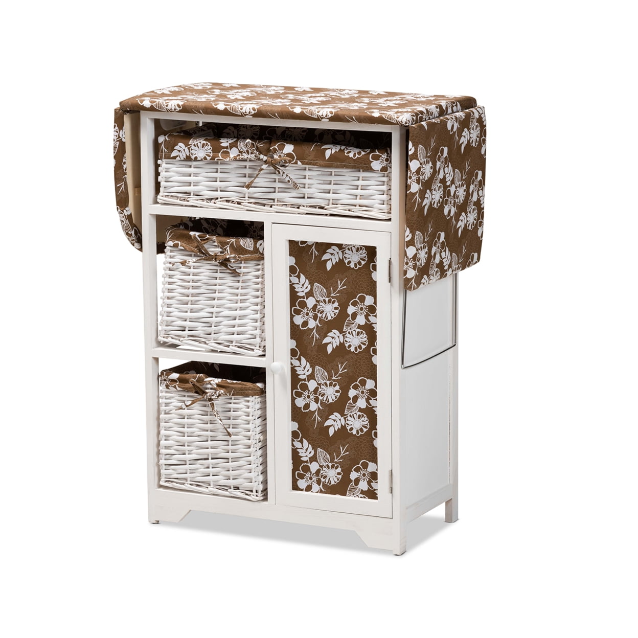 Baxton Studio Abril Drop Leaf 24"W Ironing Board Cabinet With Woven ...