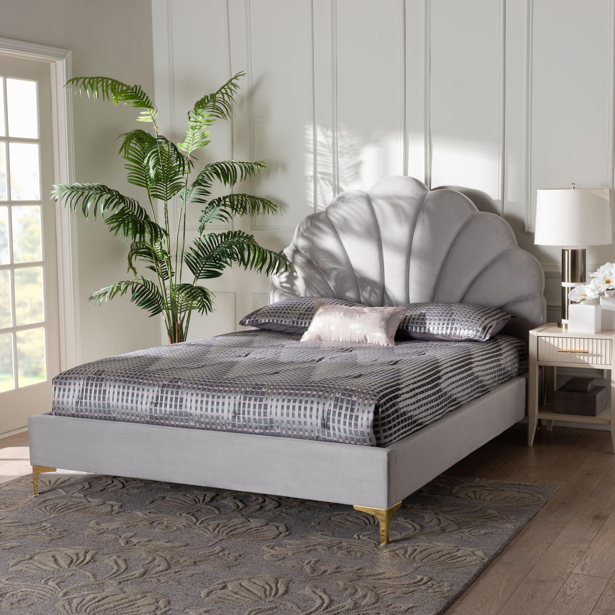 Baxton Studio Acosta Glamour Platform Bed, Queen, Gold - Walmart.com