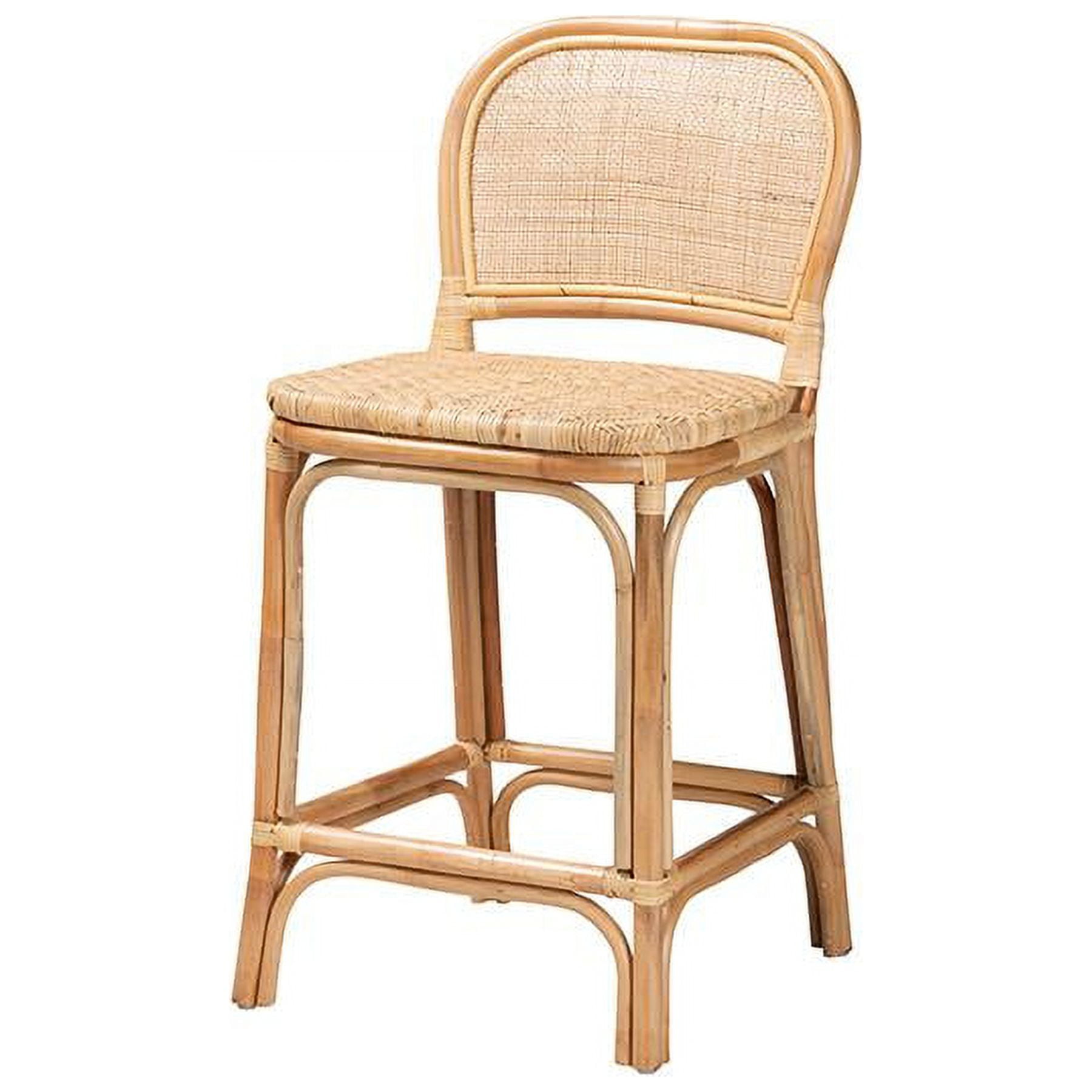 Baxton Studio Adrena Bohemian Woven Rattan Barstools, Natural Brown ...