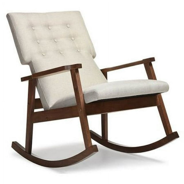 Baxton Studio Agatha Mid-Century Modern Light Beige Fabric Upholstered ...