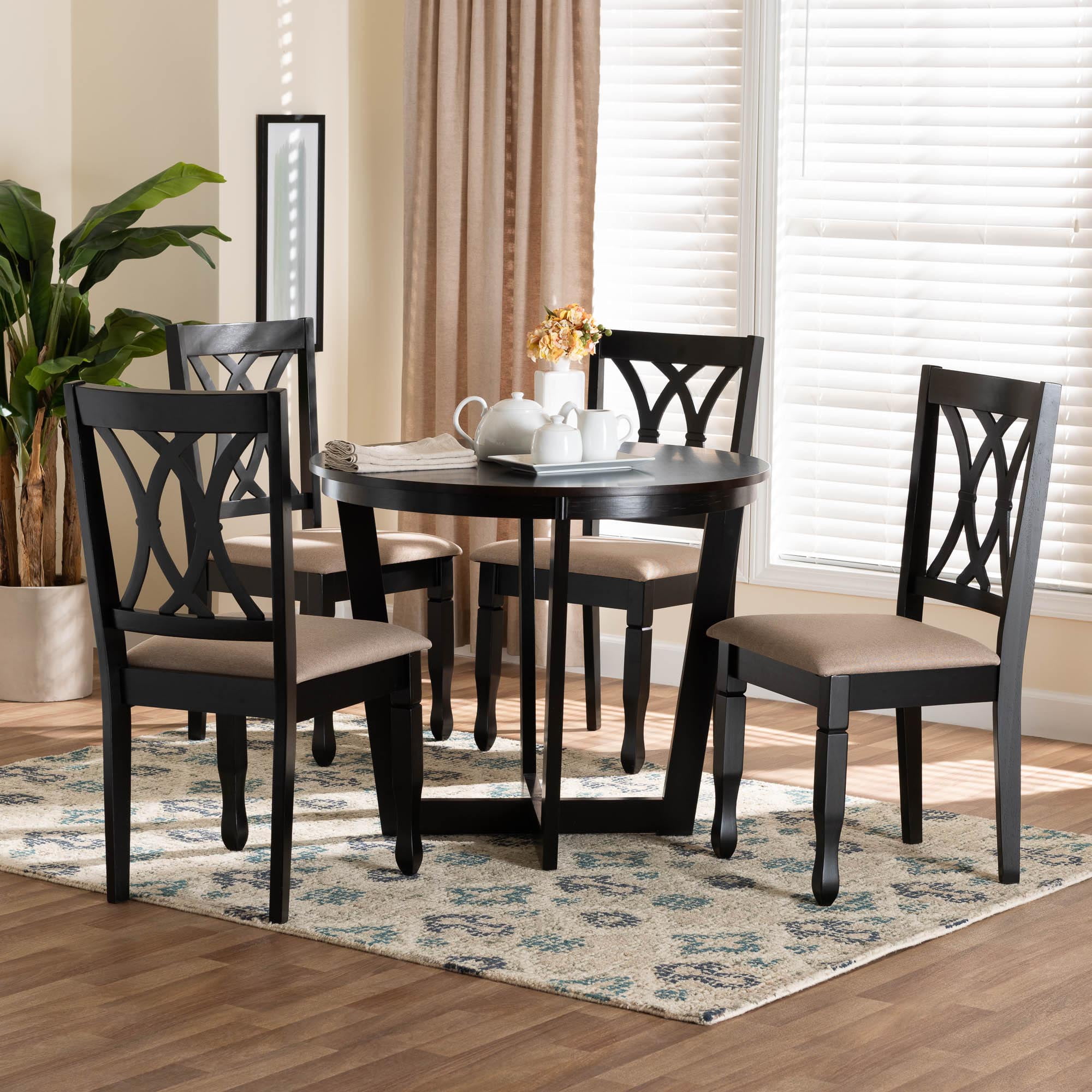 Baxton Studio Aggie Modern Dining Set, 5-Piece Set, Dark Brown ...