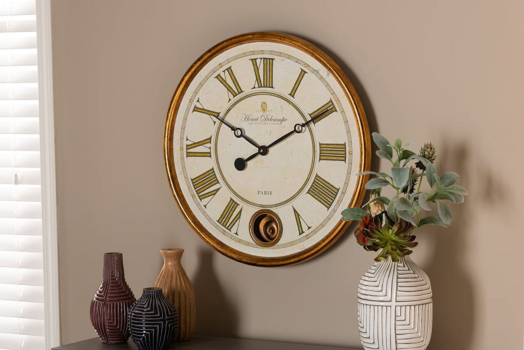 Baxton Studio Alexandre Vintage Style Antique Gold Finished Wall Clock ...