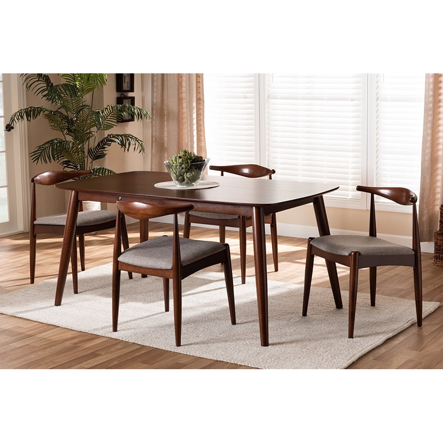 Baxton Studio Amato Mid-Century Modern Light Gray Fabric Upholstered ...