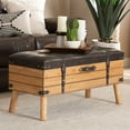 Baxton Amena Rustic Storage Ottoman - PU Leather Upholstery - Walmart.com