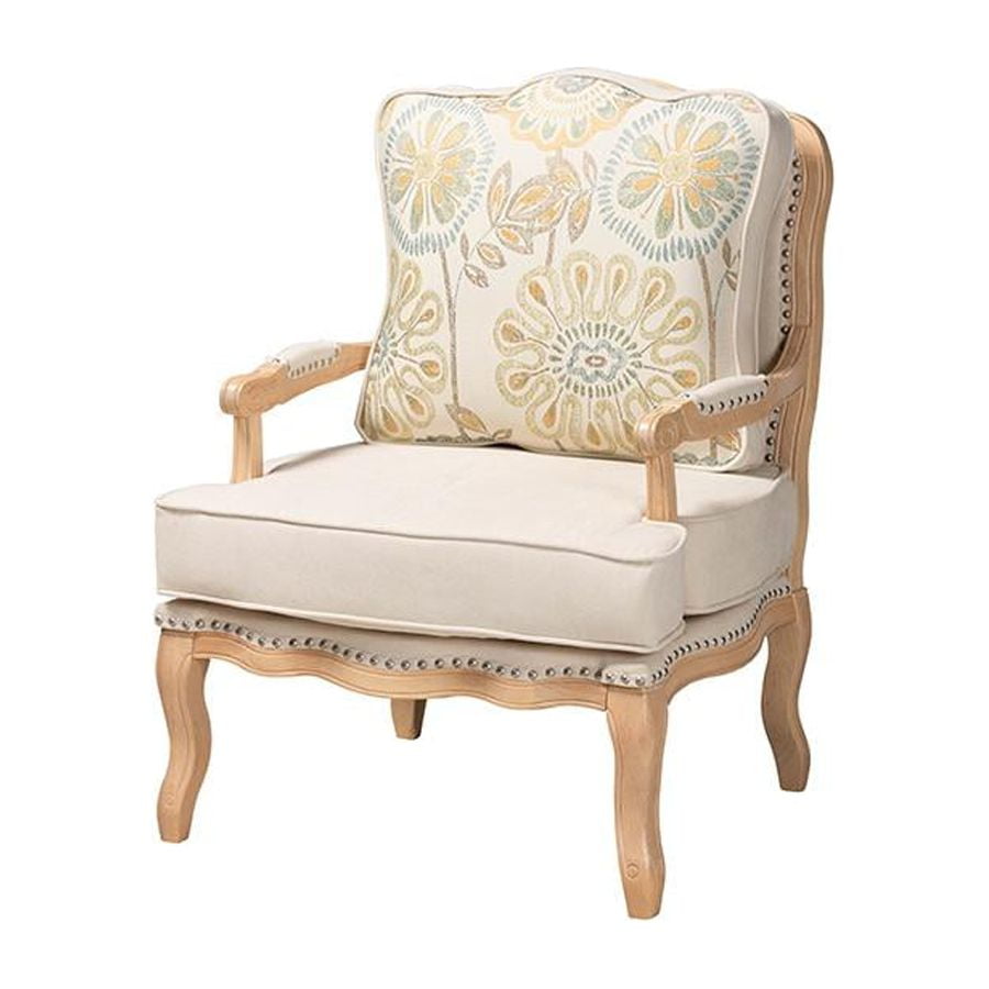 Baxton Studio Andre French Quilted Fabric and White Finished Wood ...