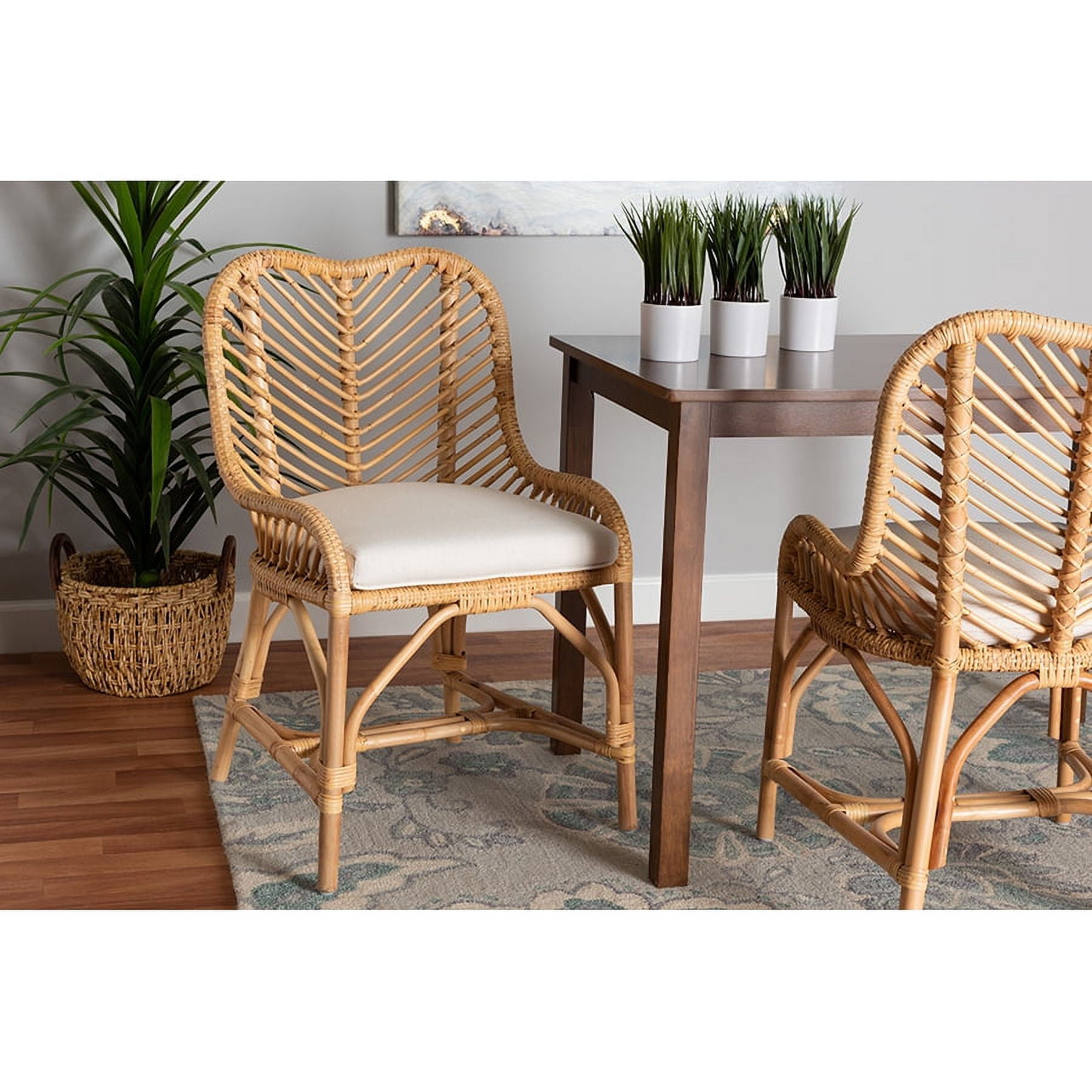 Baxton Studio Arween Indoor Woven Rattan Dining Chair, Modern Bohemian ...