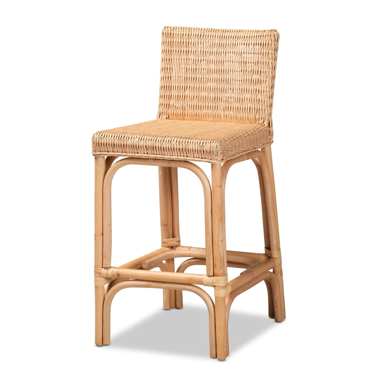 Baxton Studio Athena Rattan Counter Stool, Modern and Contemporary ...