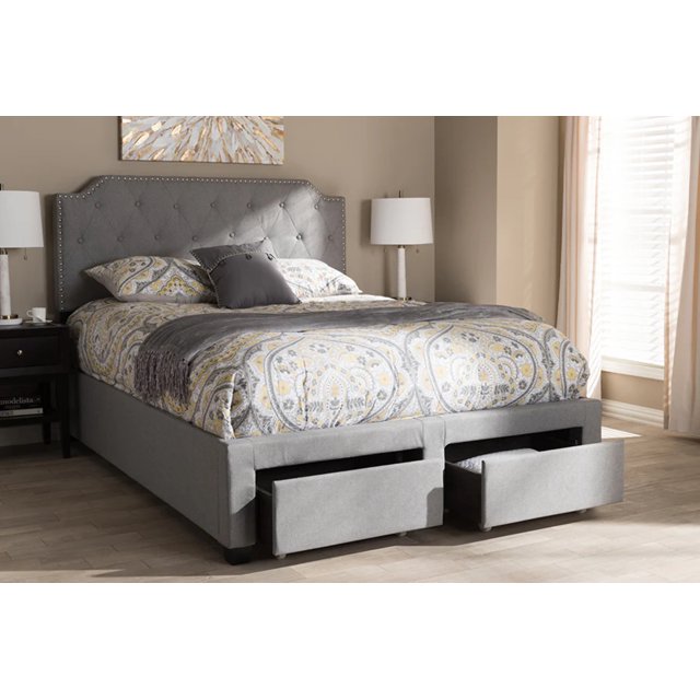 Baxton Studio Aubrianne Modern and Contemporary Grey Fabric Upholstered ...