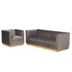 Baxton Studio Allister Dark Grey Upholstered Living Room Set - Walmart.com