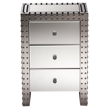 Baxton Studio Farrah Hollywood Regency Glamour Style Mirrored 2-Drawer ...