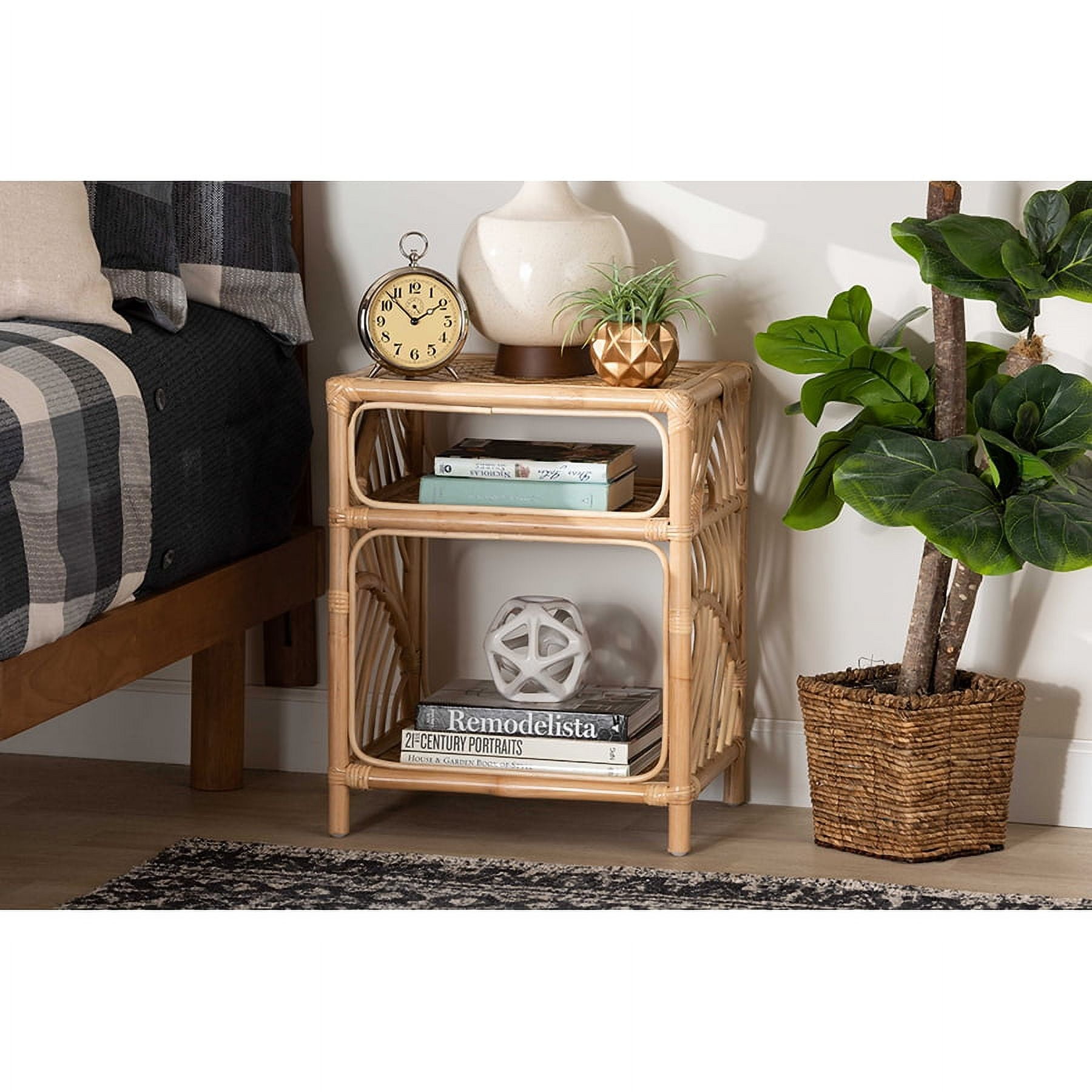 Baxton Studio Baara Bohemian Natural Brown Rattan Night Stand - Walmart.com