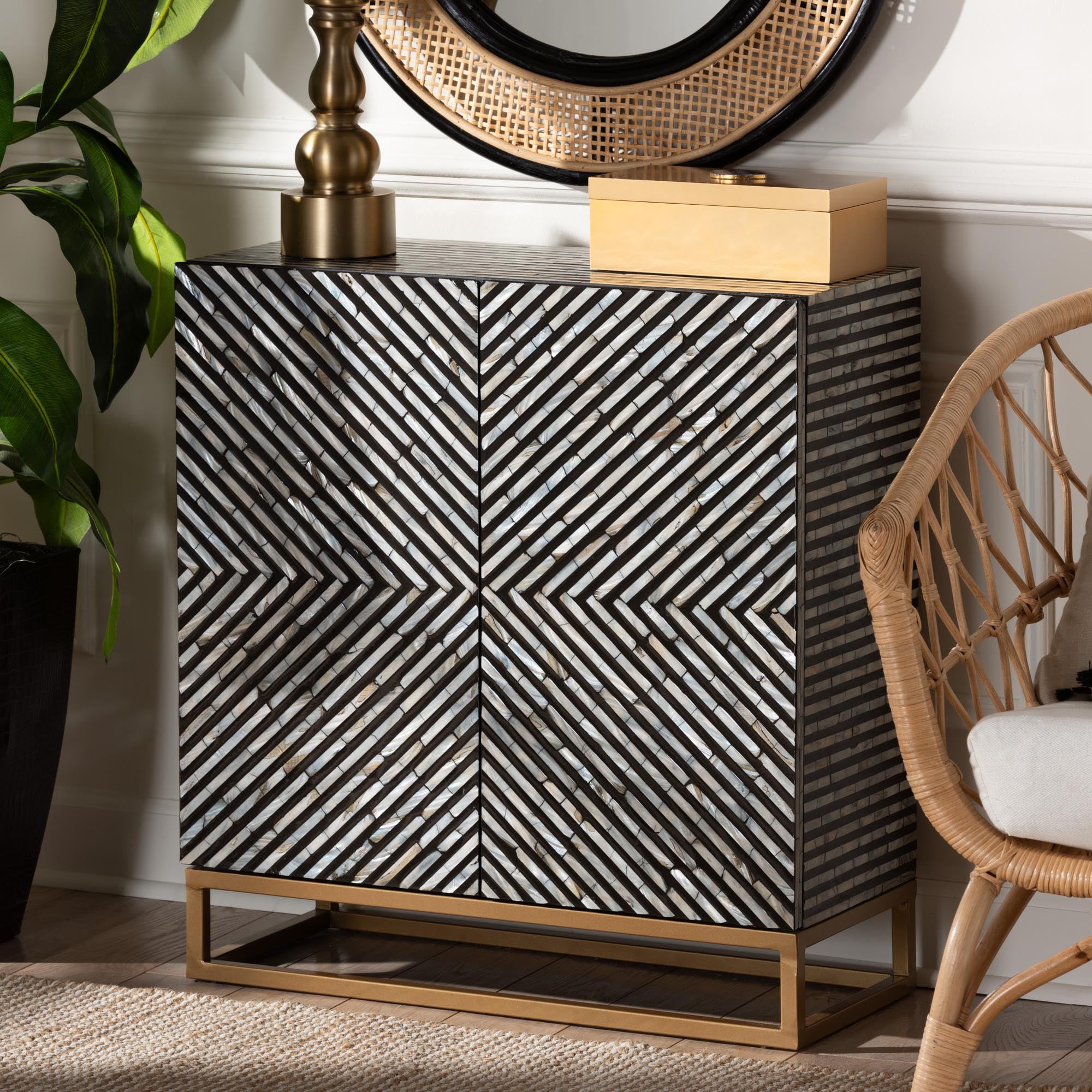Baxton Studio Belenus Mother of Pearl Storage Cabinet - Walmart.com