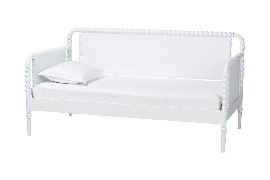 Baxton Studio Lucera Bobbin Daybed Wooden Bed Frame Twin White ...