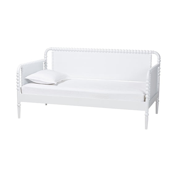 Baxton Studio Lucera Bobbin Daybed Wooden Bed Frame Twin White ...