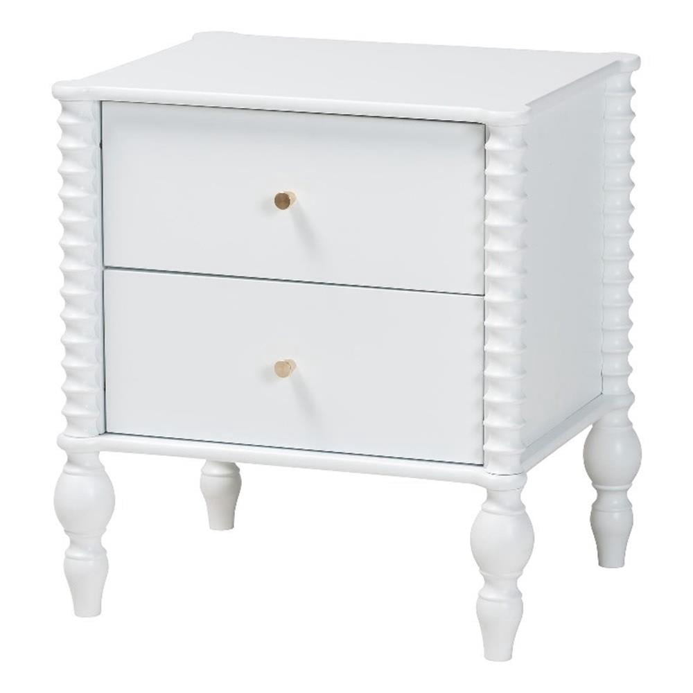 Baxton Studio Callison Spindle Nightstand 2-Drawer Farmhouse Bedside ...