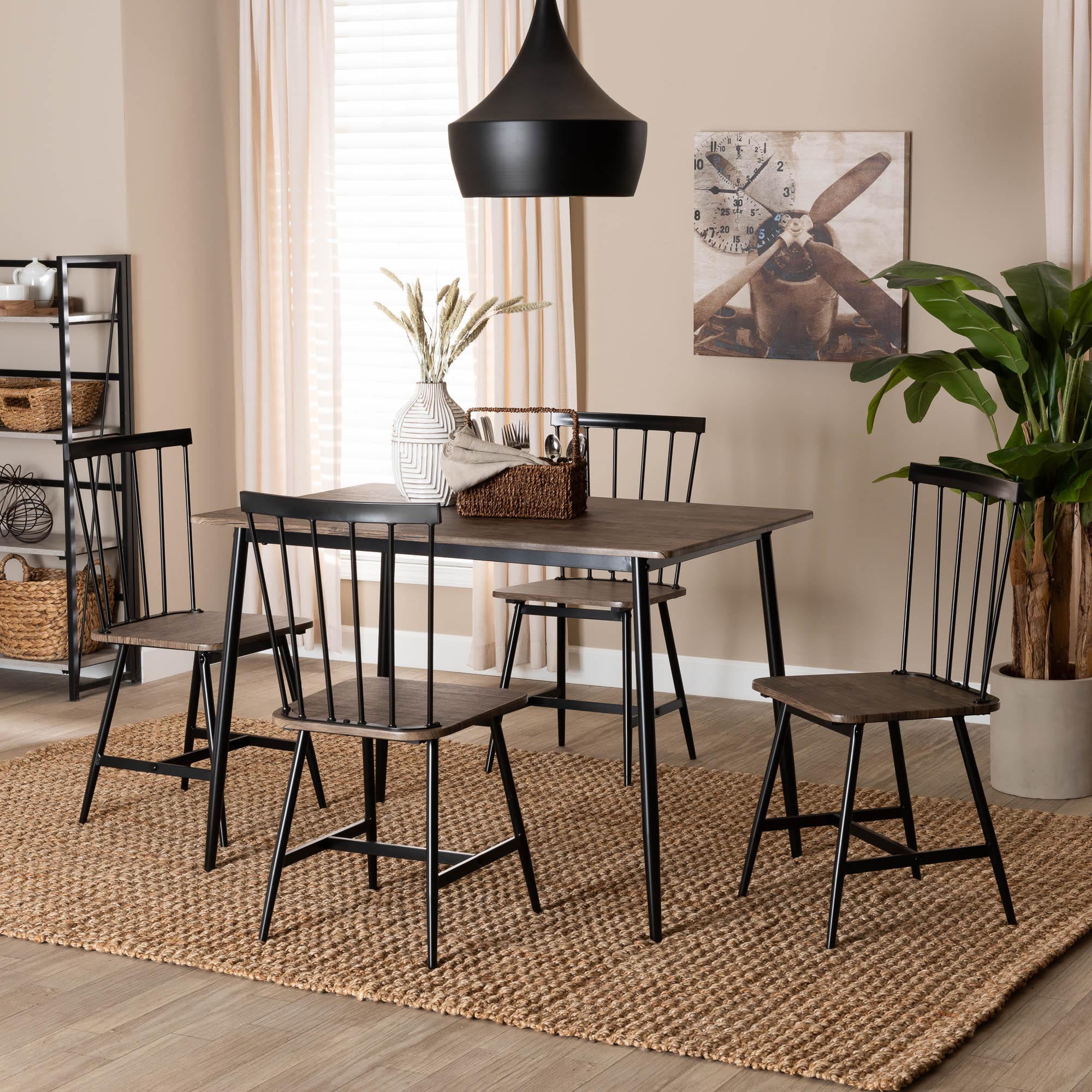 Baxton Studio Cardinal Industrial Dining Set, 5-Piece, Black - Walmart.com