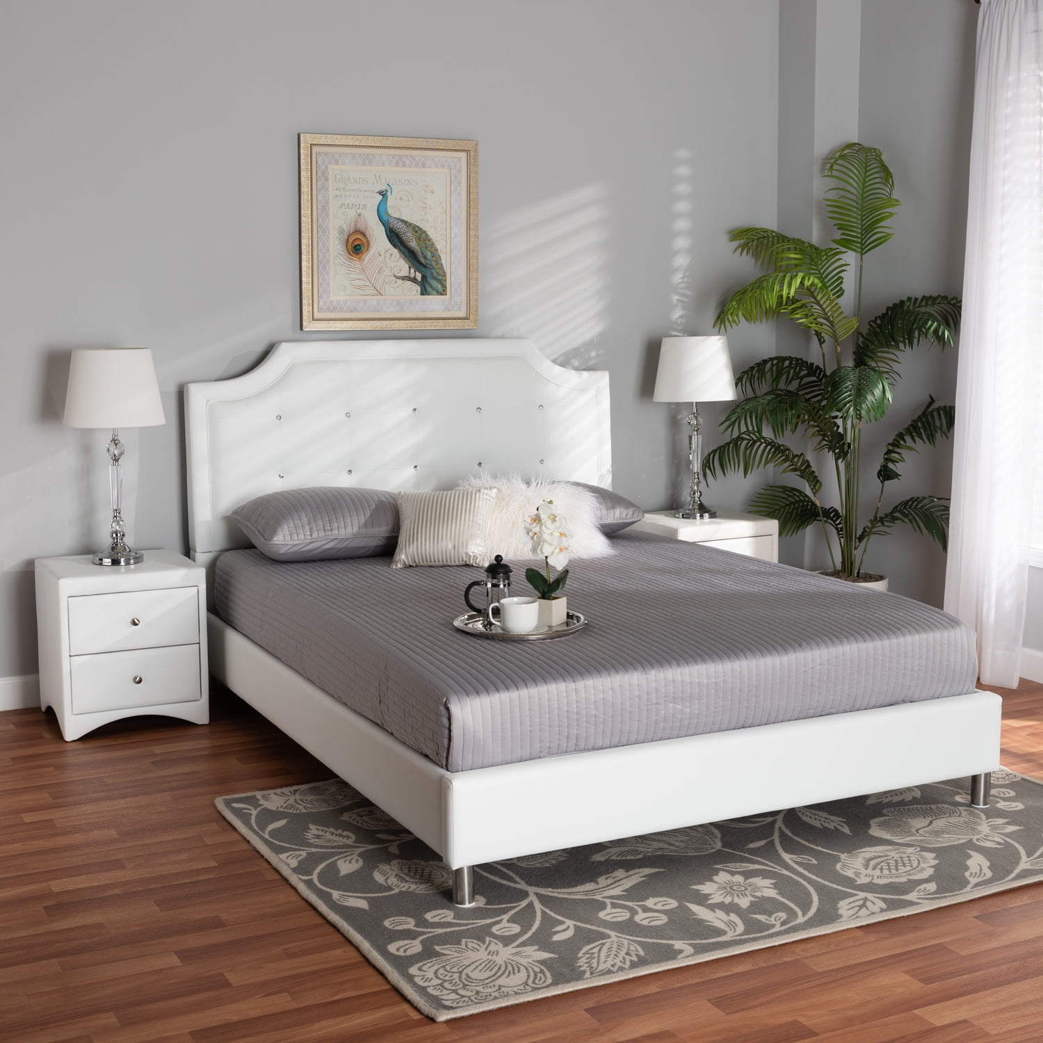 Baxton Studio Carlotta Contemporary Glam White Faux Leather Upholstered ...