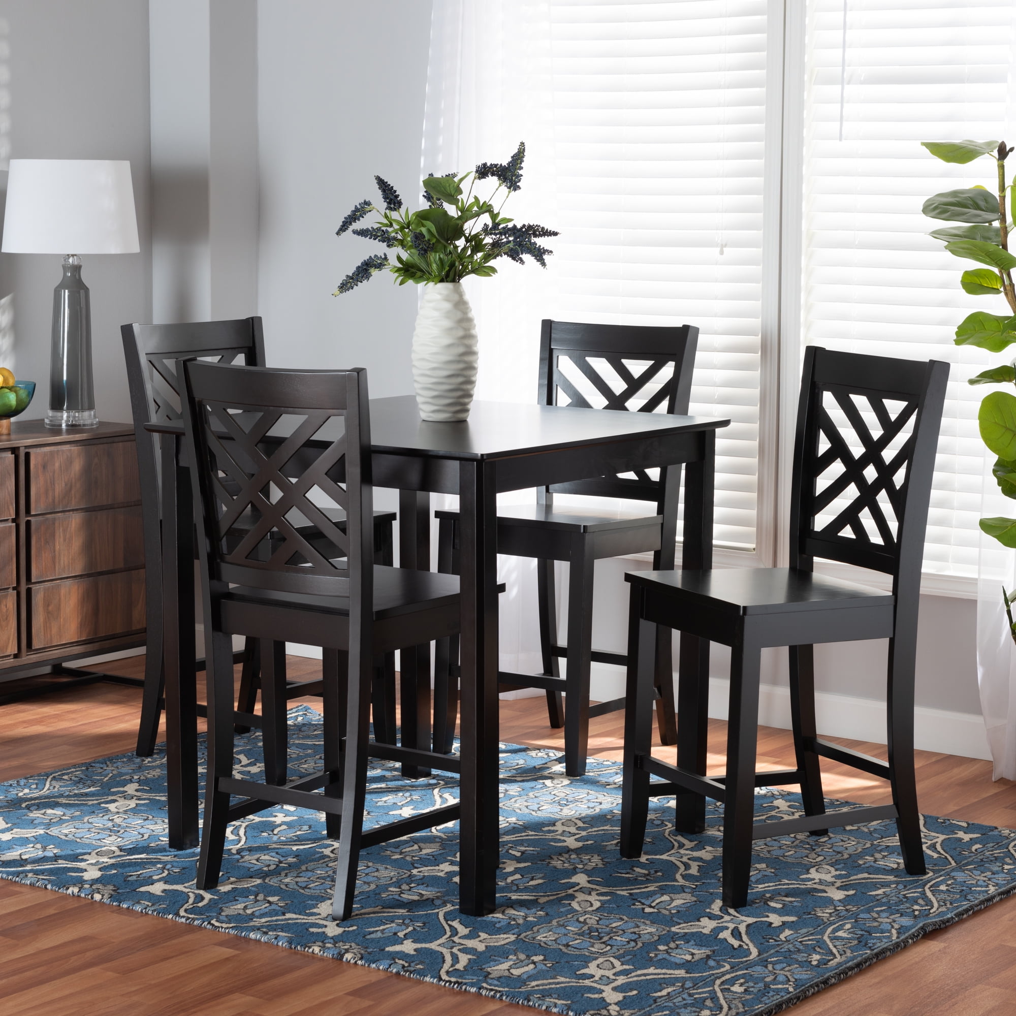 Baxton Studio Caron 5-Piece Pub Set - Dark Brown - Walmart.com