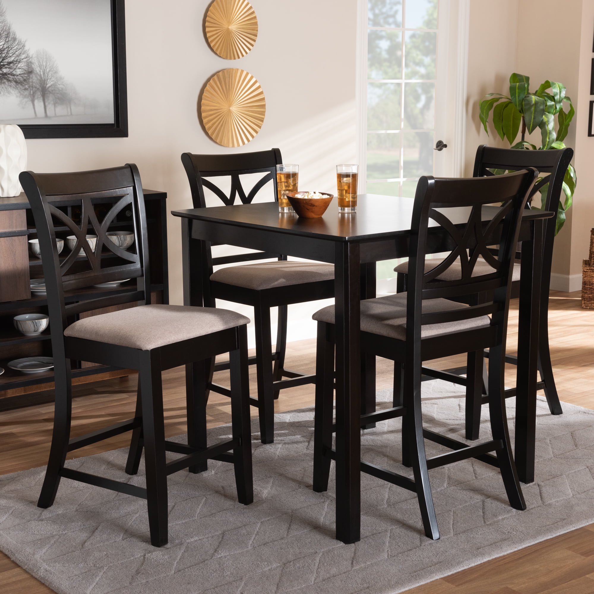 Baxton Studio Chandler 5-Piece Pub Dining Set, Espresso - Walmart.com