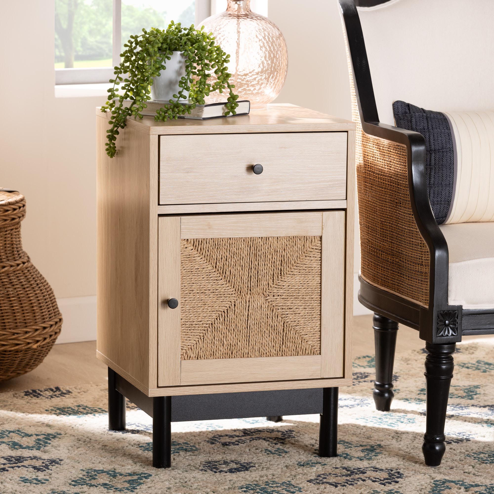 Baxton Studio Cherelle Mid-Century Modern Light Brown and Black 1 ...