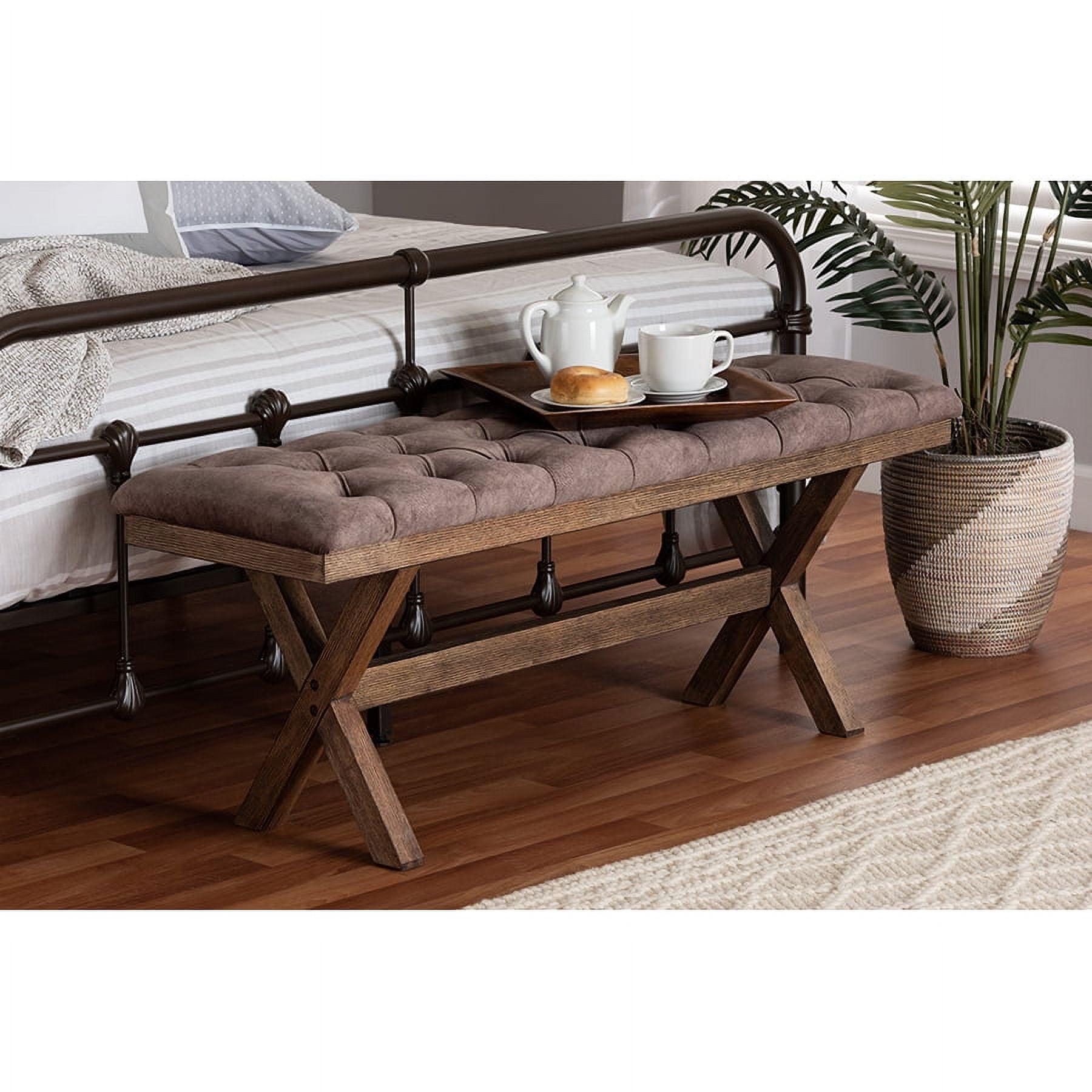 Baxton Studio Cherene Modern Farmhouse Chocolate Velvet Fabric and Dark ...