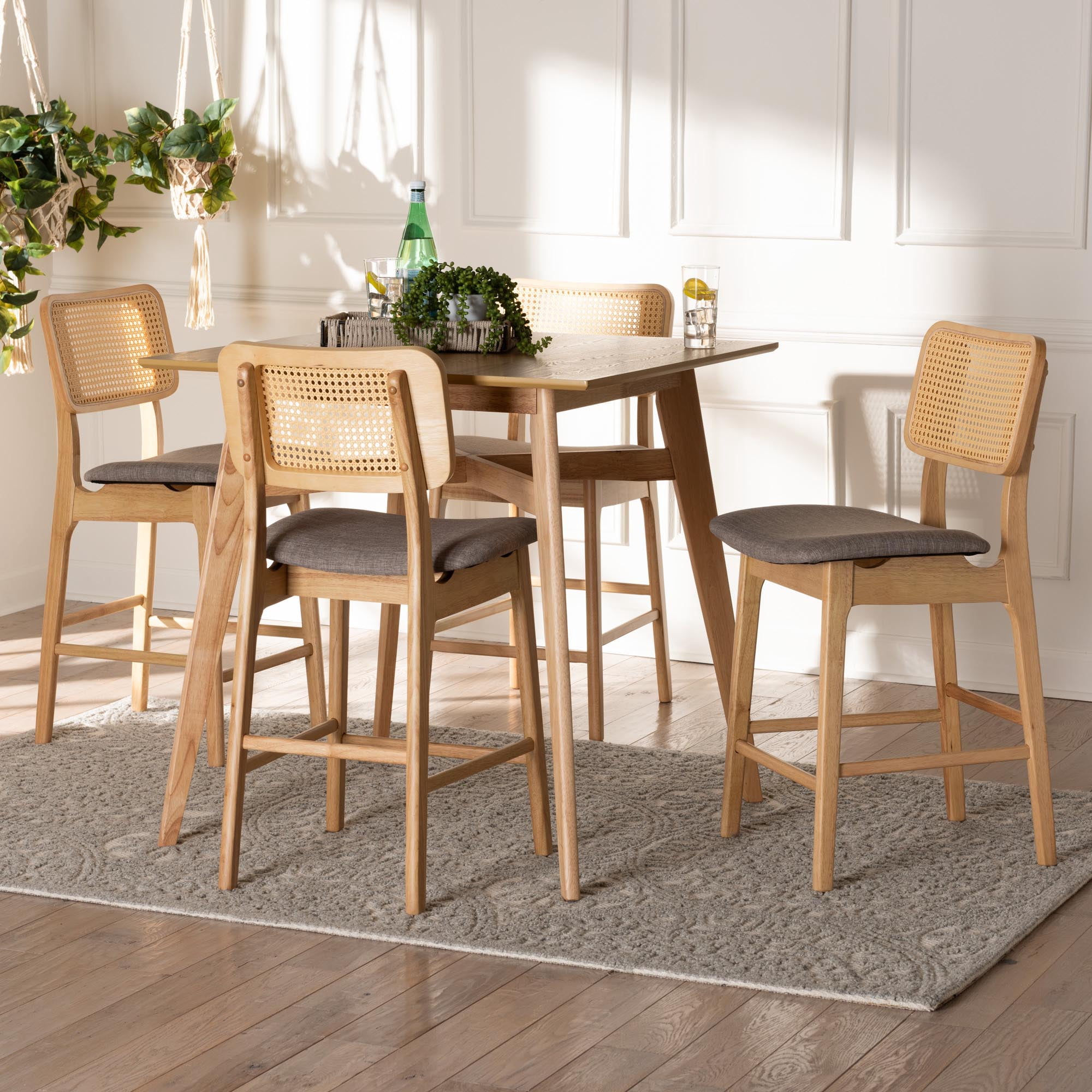 Baxton Studio Dannon Mid-Century Modern Grey Fabric and Natural Oak ...