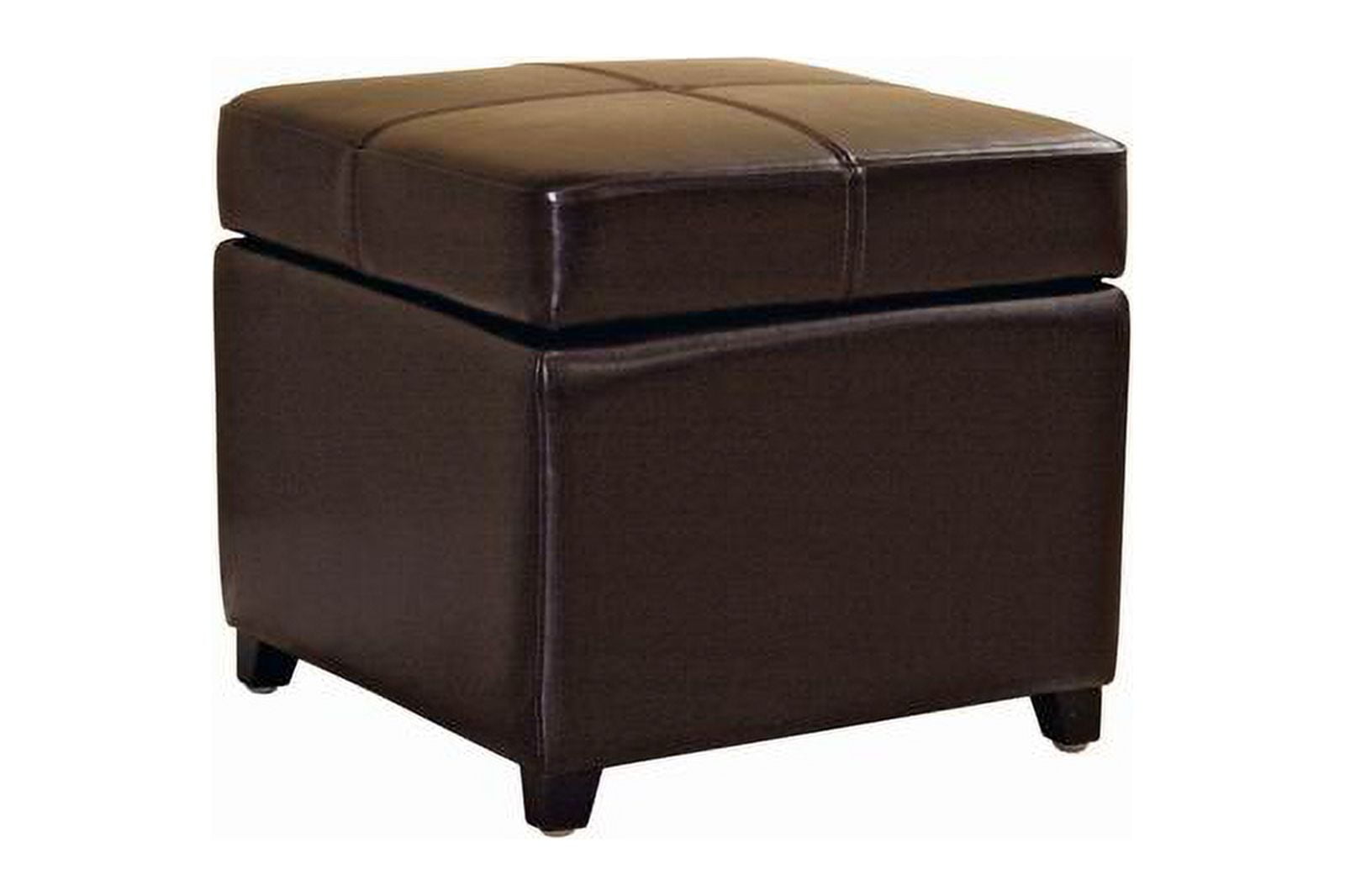 Baxton Studio Full Leather Storage Cube Ottoman for Living Room, Dark ...