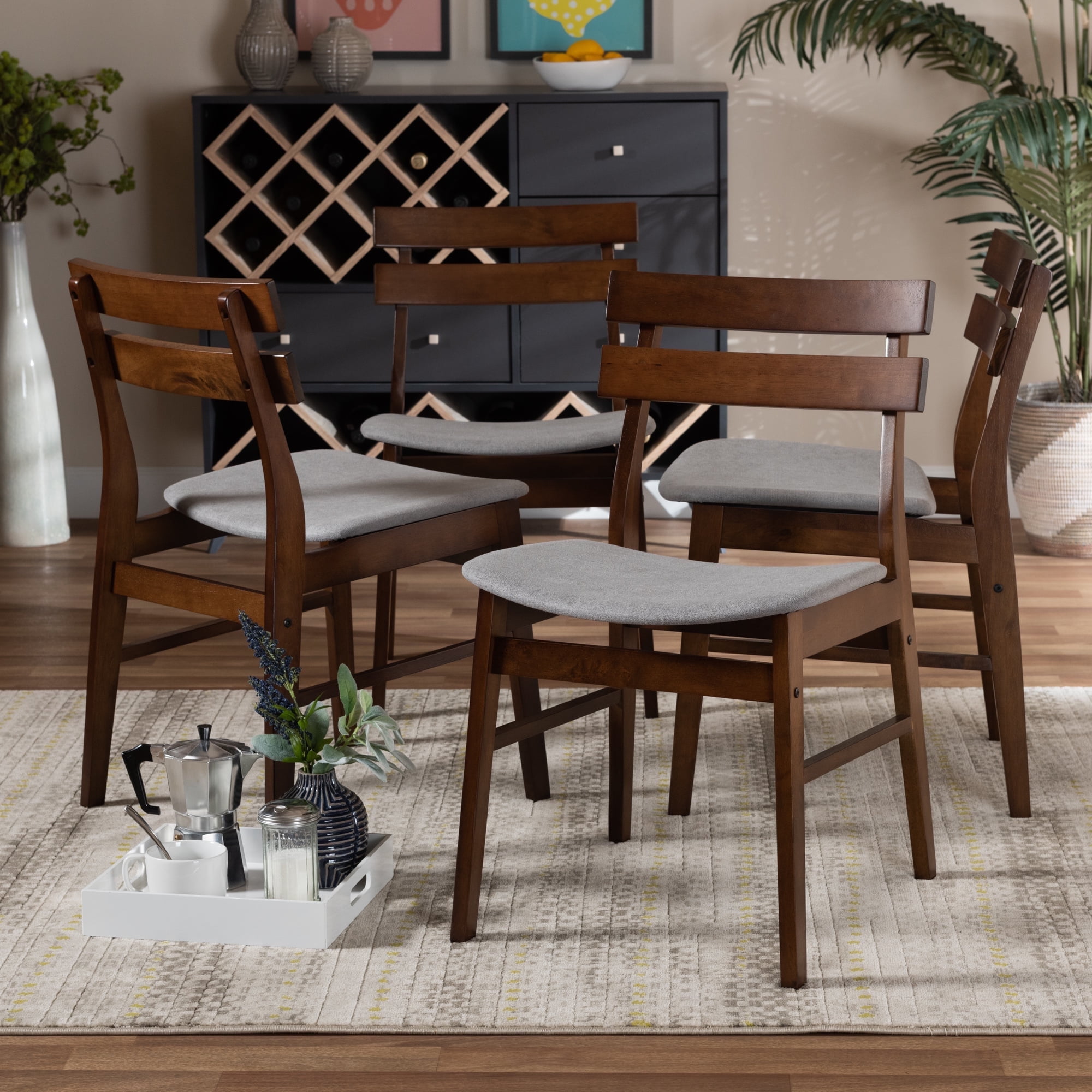 Baxton Studio Devlin Dining Chair Set - Mid-Century Modern - 4-Piece ...