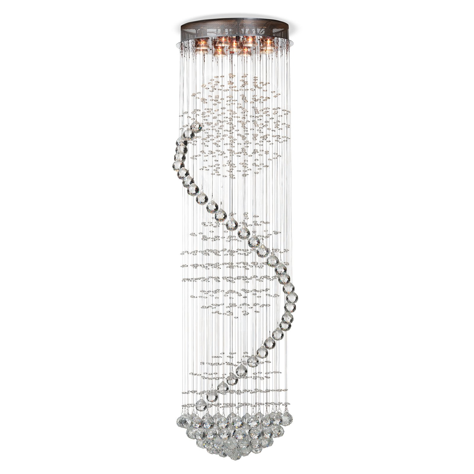Cellini Modern and Contemporary Chrome Metal and Crystal Long Spiral ...