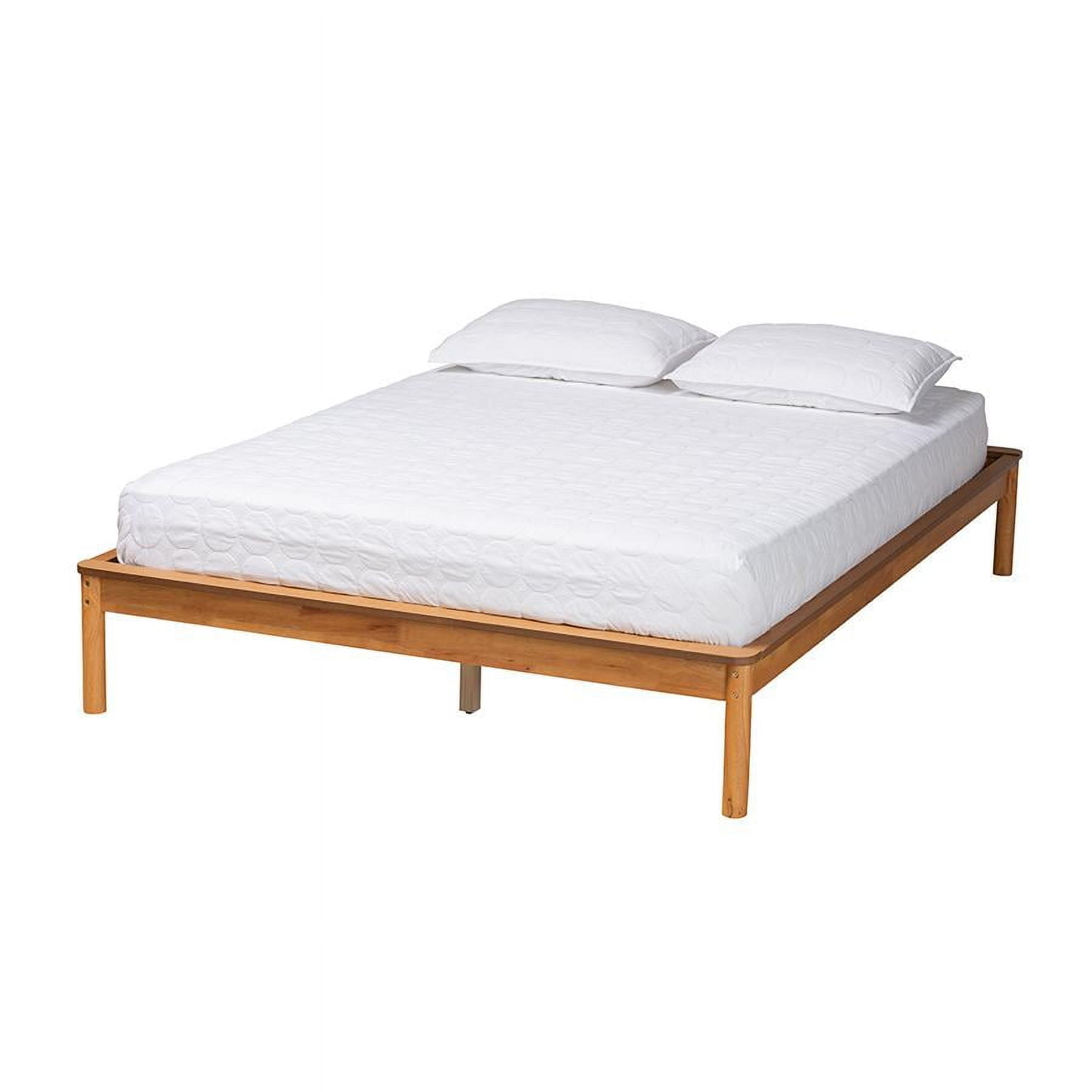 Baxton Studio, Queen Bed Frame, Honey Oak Finish, Wood, Mid-Century ...