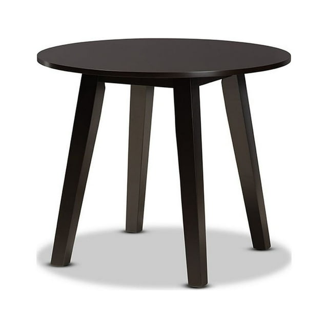 Baxton Studio Ela 35-Inch Round Wood Dining Table, Dark Brown Finish ...