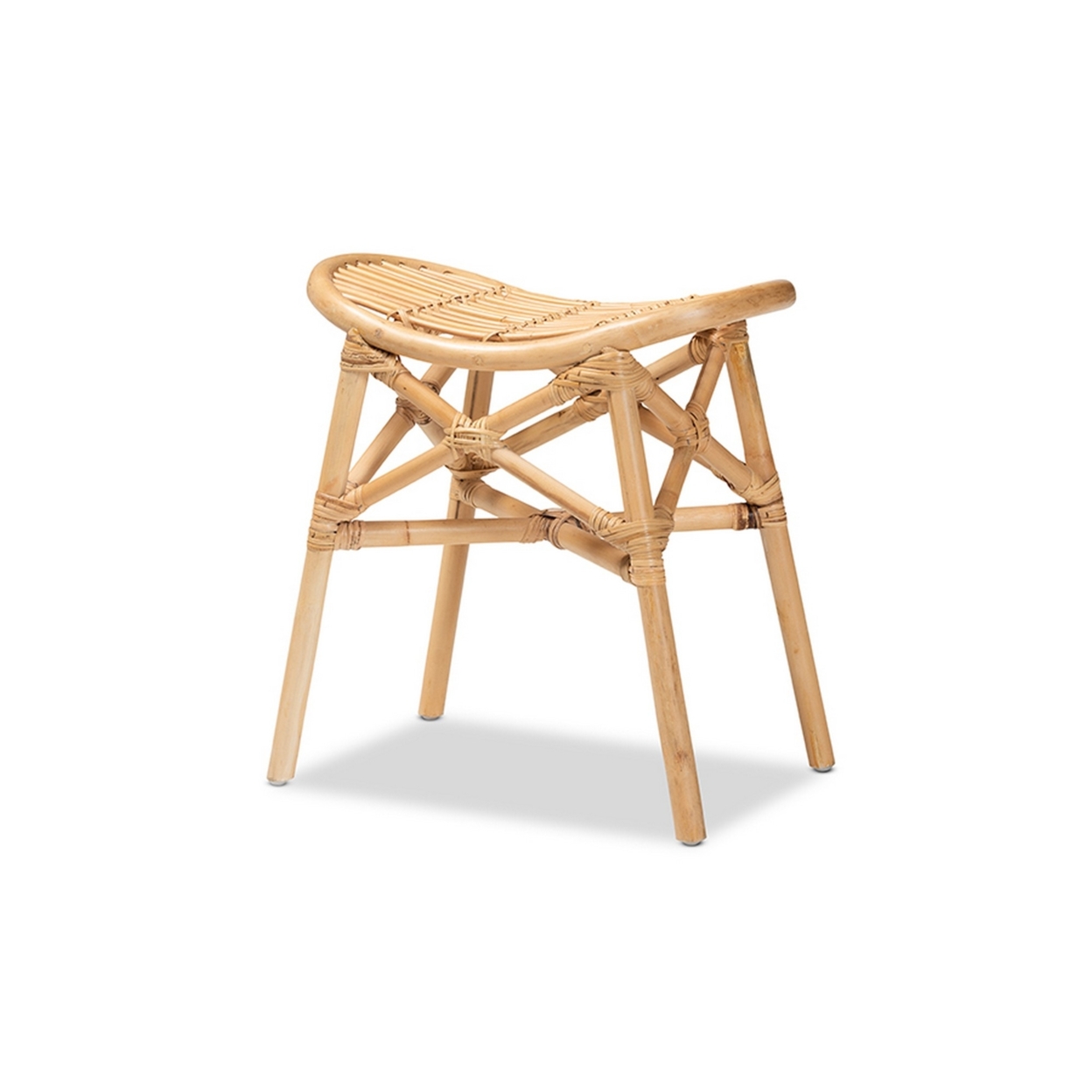 Baxton Studio Elgon Modern Bohemian Natural Brown Rattan Footstool ...