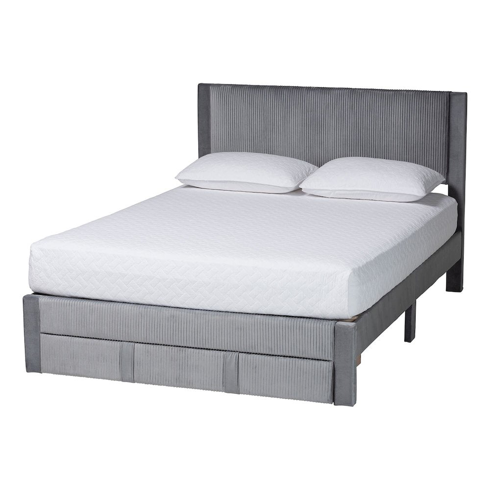 Baxton Studio Elora Modern Grey Pleated Velvet Queen Size Storage Bed - Walmart.com
