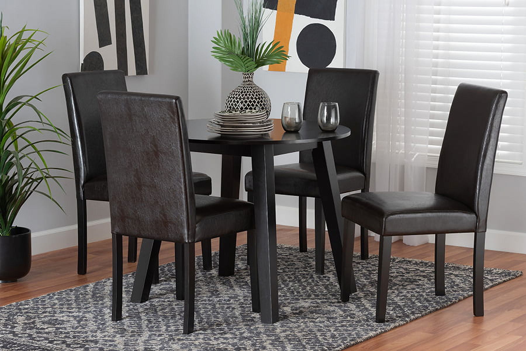 Baxton Studio Emine Modern Dark Brown Faux Leather and Espresso Brown ...