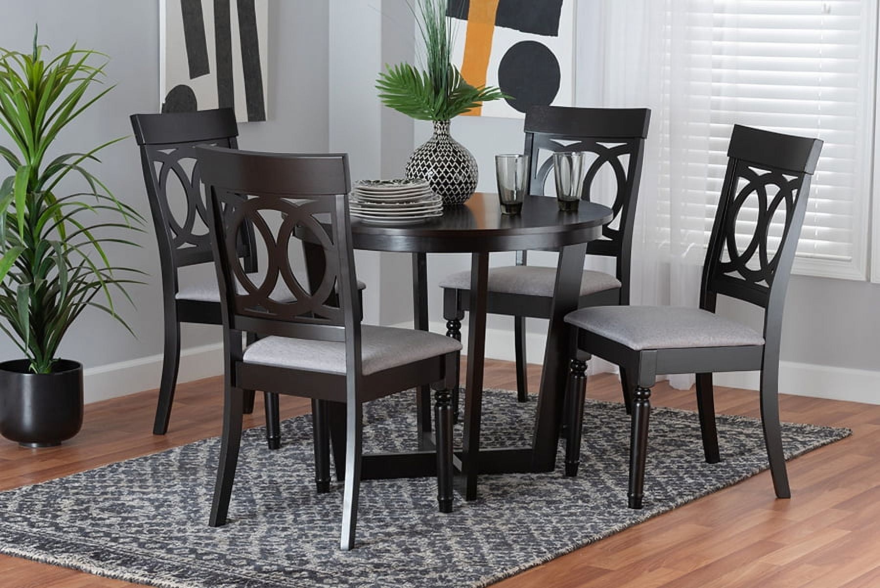Baxton Studio Estelle Modern Grey Fabric and Dark Brown Finished Wood 5 ...