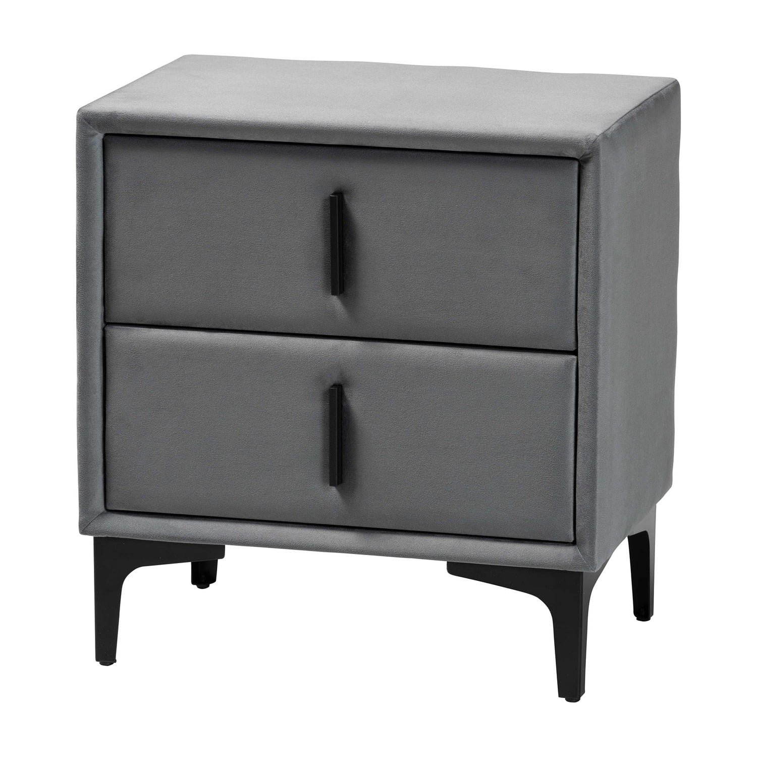 Baxton Studio Etienne Modern Slate Grey Velvet 2-Drawer Nightstand ...