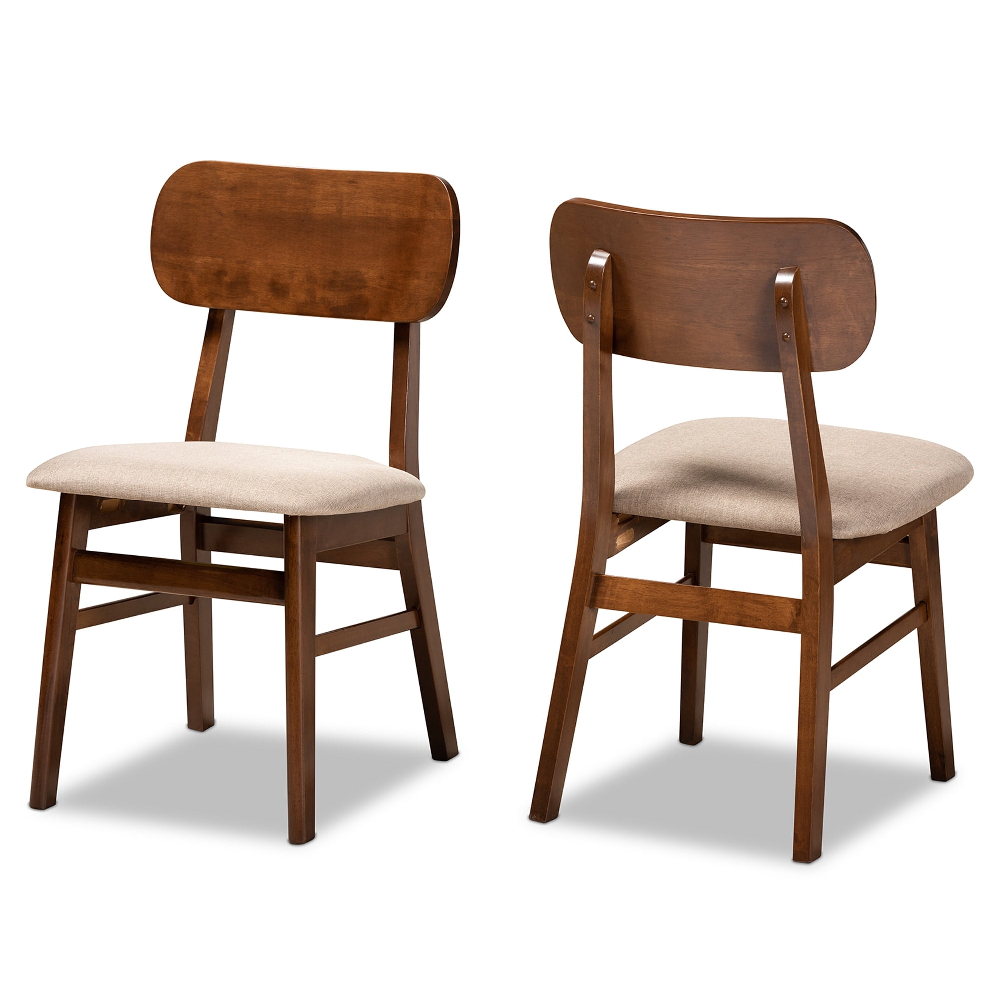 Baxton Studio Euclid Mid-Century Modern 2-Piece Dining Chair Set Beige ...